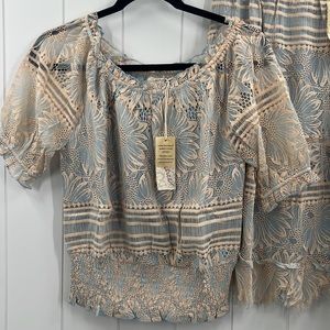 Mystree | Tops | Nwt Mystree Top Skirt Set Floral Lace Puff Sleeve ...